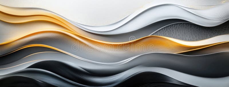 Intricate Waves of Silver and Gold Creating Depth Stock Illustration ...