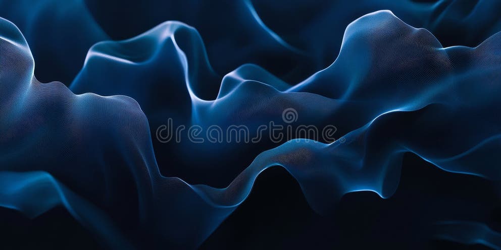 Intricate Waves of Translucent Blue Fabric-like Textures Flowing in a ...