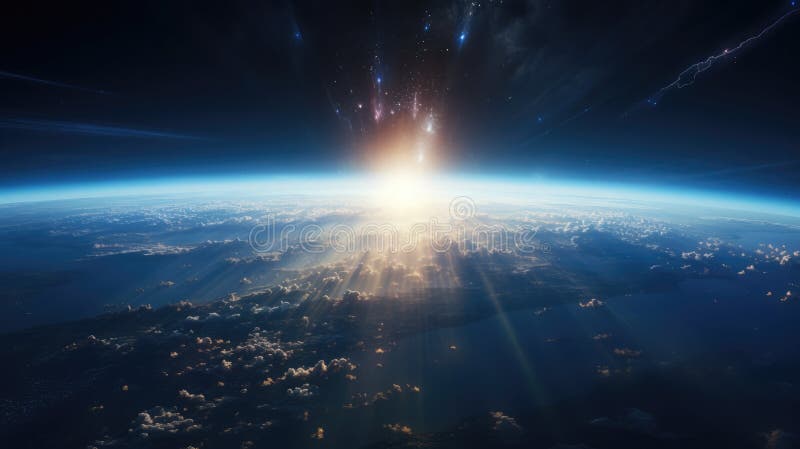 Intricate Weather Patterns Over Earth, Viewed Space, Highlighted by Sun ...