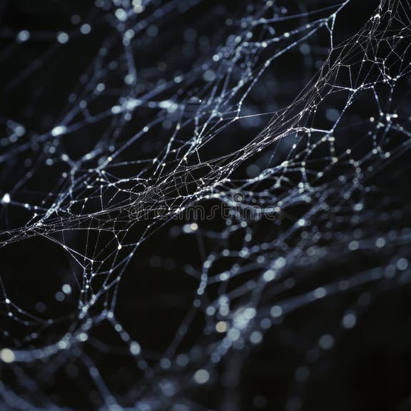 Intricate Web of Illuminated Threads Creating an Abstract Network on a ...