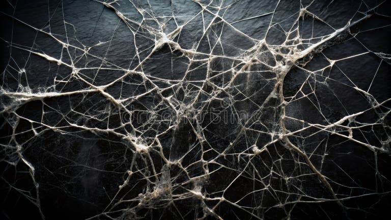 Intricate Web-like Pattern on a Dark Surface, Featuring a Complex ...