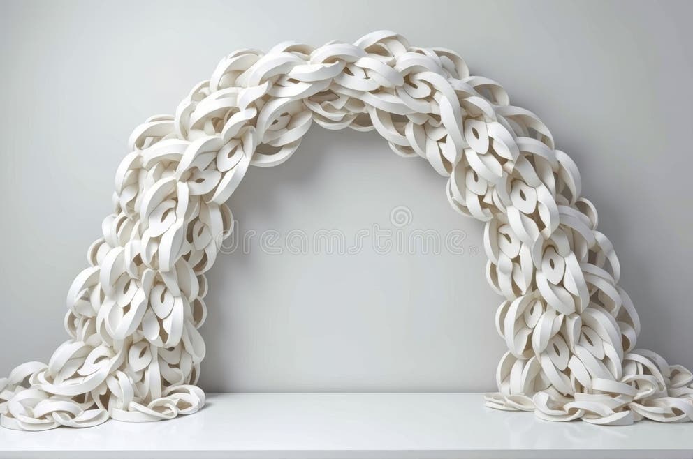 Intricate White Abstract Sculpture of Interwoven Loops on Display ...