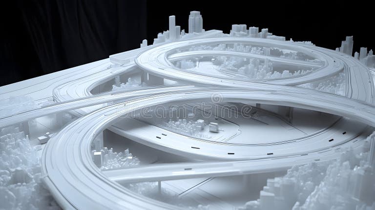 Intricate White Architectural Model of Urban Elevated Highways Stock ...