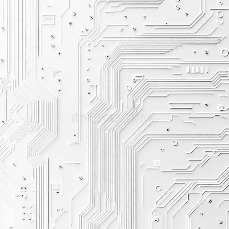 Intricate White Circuit Board Design with Geometric Patterns Stock ...