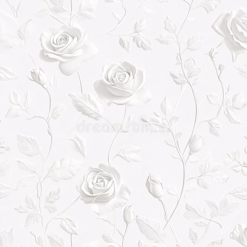 Intricate White Embossed Rose Pattern on Smooth Background with ...