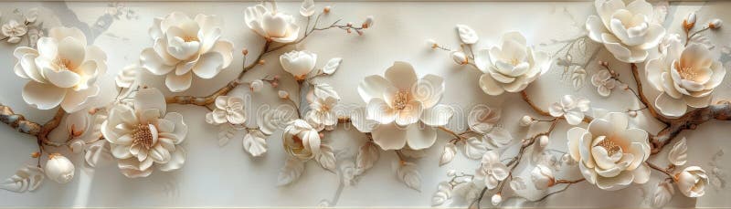 Intricate White Floral Design with Delicate Textures Stock Illustration ...