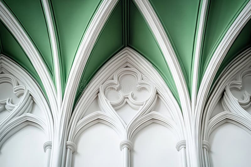 Intricate White Gypsum Ceiling Motifs in Gothic Style Stock Photo ...