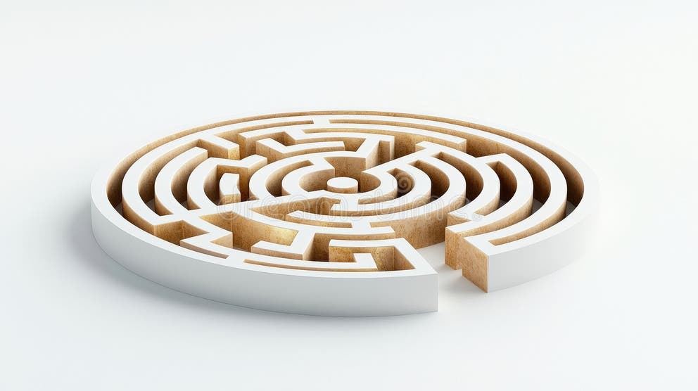 Intricate White Labyrinth on Light Background with Circular Pathway for ...