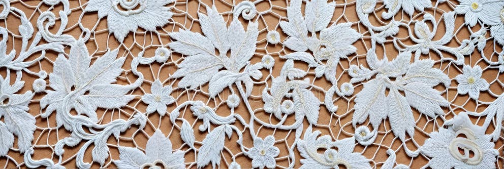 Intricate White Lace Pattern on Fabric Background Stock Illustration ...