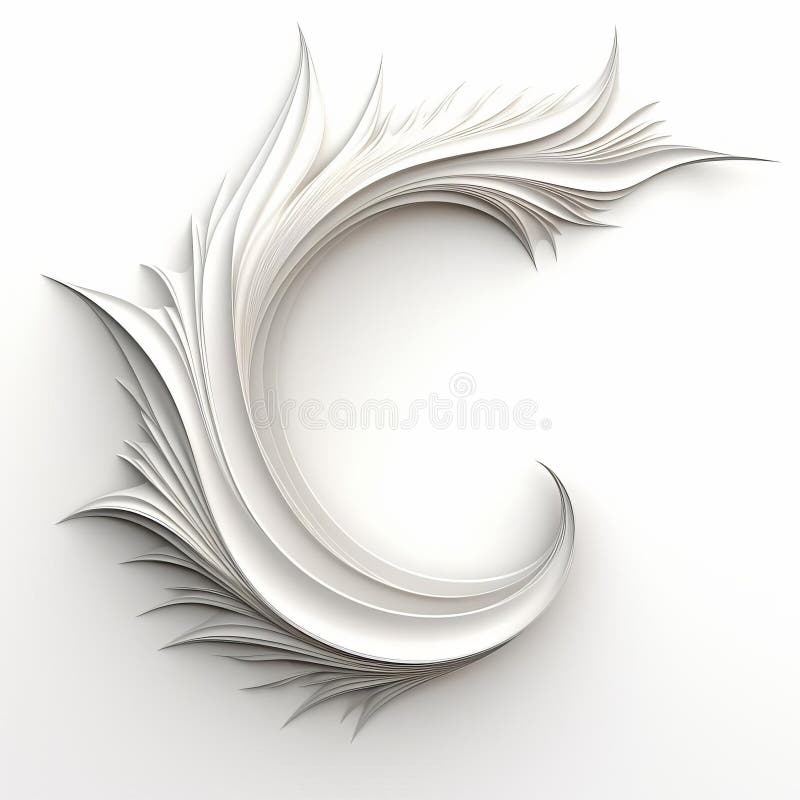 Intricate White Letter C Corner Design Element Composition Stock ...