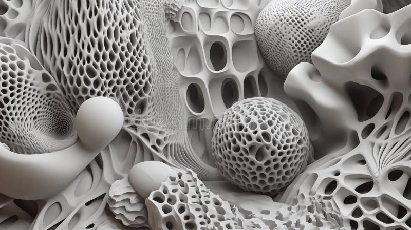 Intricate White Organic Shapes Intertwine Creating a Textured Abstract ...