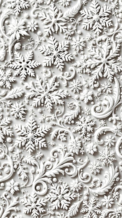 Intricate White Snowflake and Swirl Pattern on Textured Background for ...