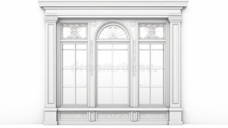 Intricate White Window: Classical Style 3d Rendered Image Stock ...