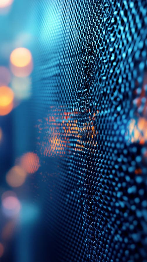 Intricate Wire Mesh Against Backdrop City Lights Evening Ambiance Stock ...