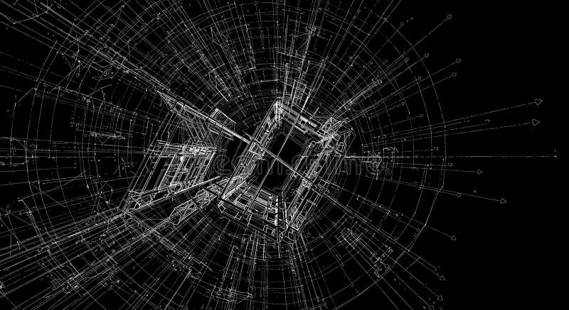 Intricate Wireframe Design Featuring Geometric Shapes and Intersecting ...