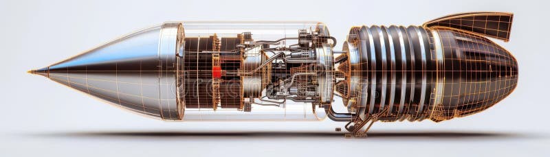 Intricate Wireframe of Jet Turbine Engine, Showcasing Precision ...