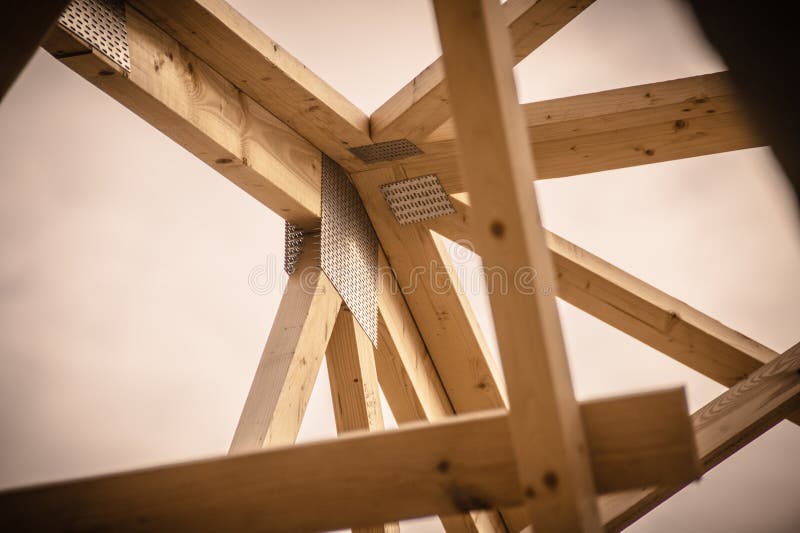 Intricate Wooden Framework Under Construction with Visible Joinery ...