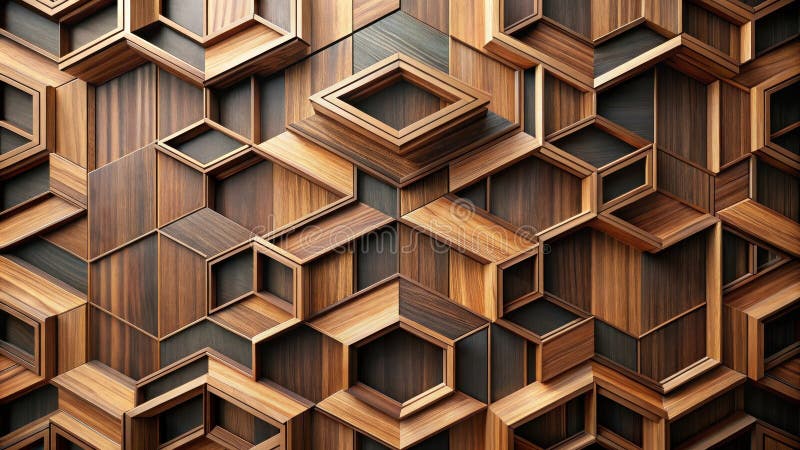 Intricate Wooden Geometric Pattern a Complex, Textured Wall Design of ...