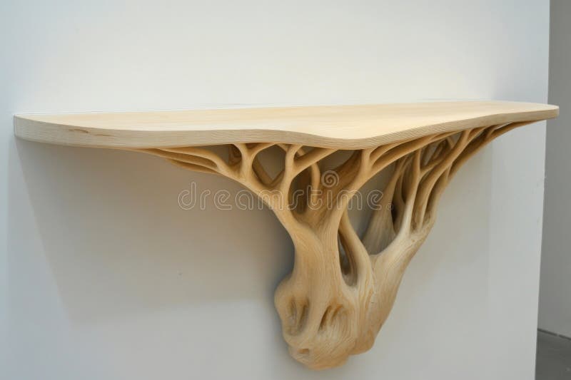 Intricate Wooden Shelf Mimicking the Organic Form of Tree Branches ...