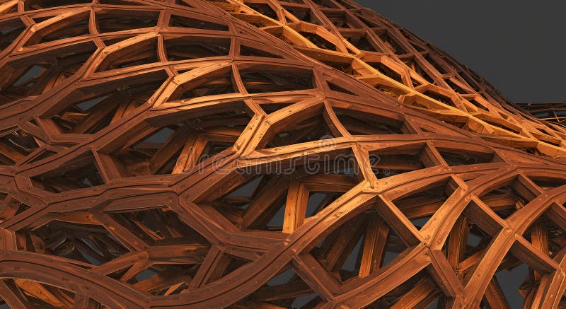 Intricate Wooden Structure Geometric Pattern Warm Lighting Stock Photos ...