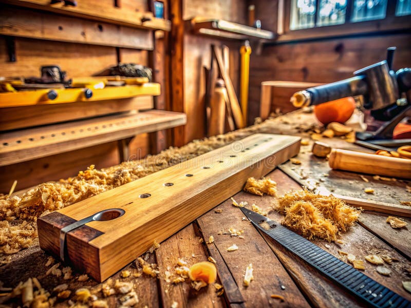 Intricate Woodworking Detail a CloseUp View of a Carpenters Workshop ...