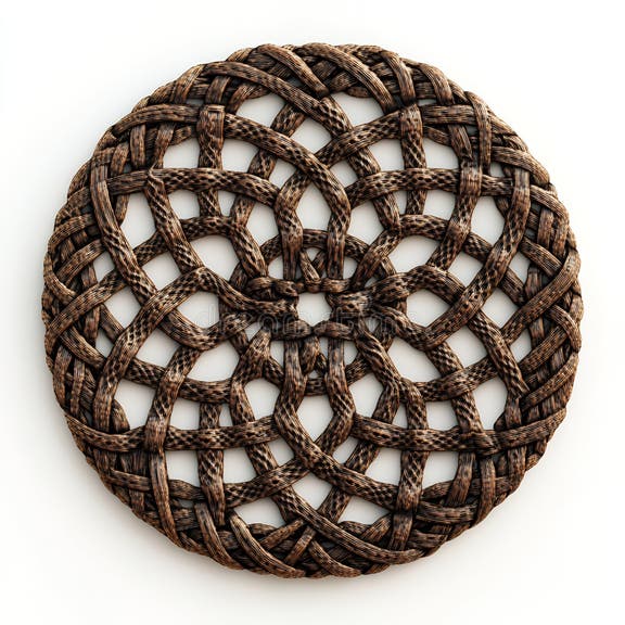 Intricate Woven Circular Design Brown Rattan Pattern Texture Background ...