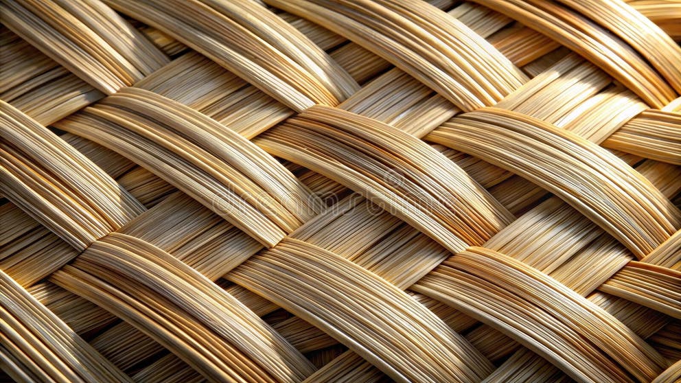 Intricate Woven Pattern of Light Brown Reeds in a Complex Interlacing ...