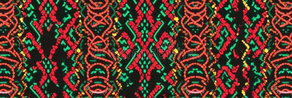 Intricate Woven Textile Pattern with Vibrant Red, Green, and Yellow ...