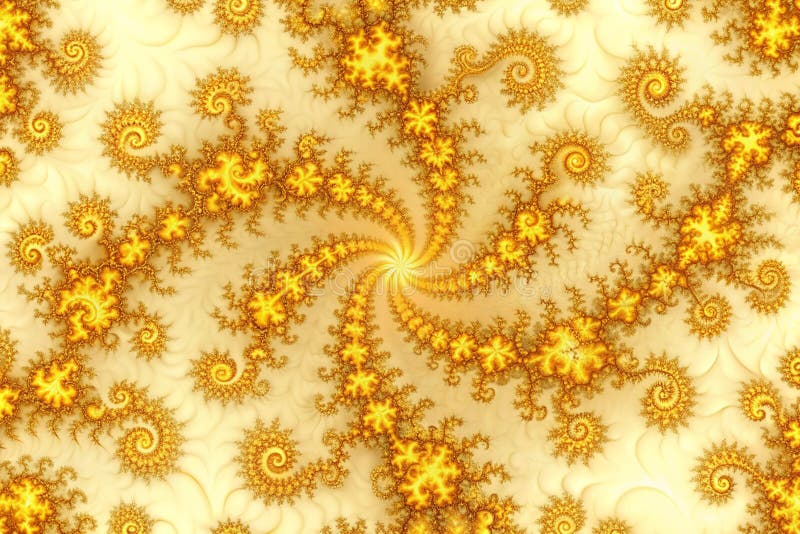 Yellow Fractal Patterns on Pale Beige Dynamic Art Stock Illustration ...