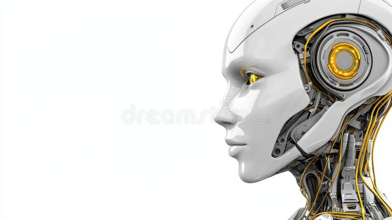 Intricate Yellow Wiring on Robot Head, Glimpse into Advanced Robotics ...