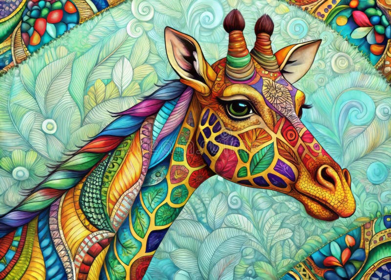 Intricate Zentangle Giraffe: a Whimsical Artistic Exploration of ...
