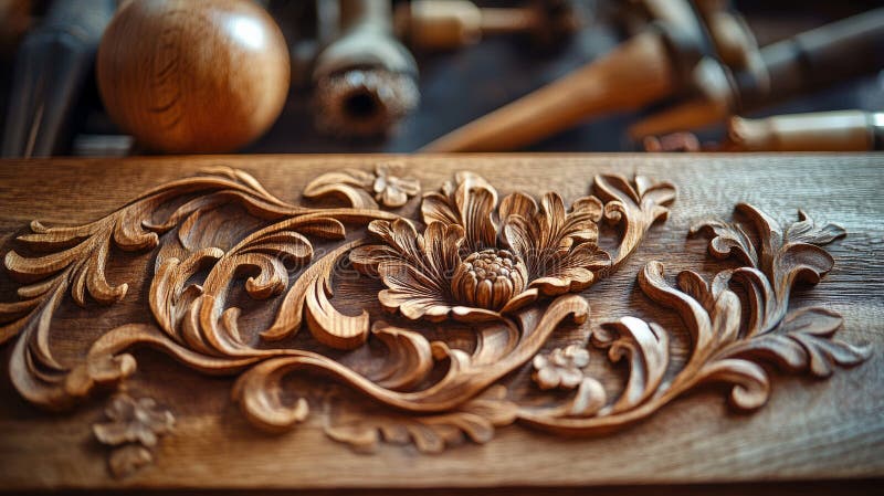Carved wood panel stock image. Image of horizontal, carve - 15739671