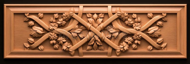Intricately Carved Wooden Panel with Floral and Vine Design Stock Image ...