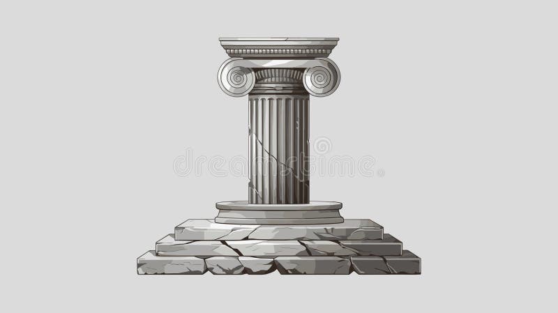Ancient Greek Style Column on Stone Base Stock Vector - Illustration of ...