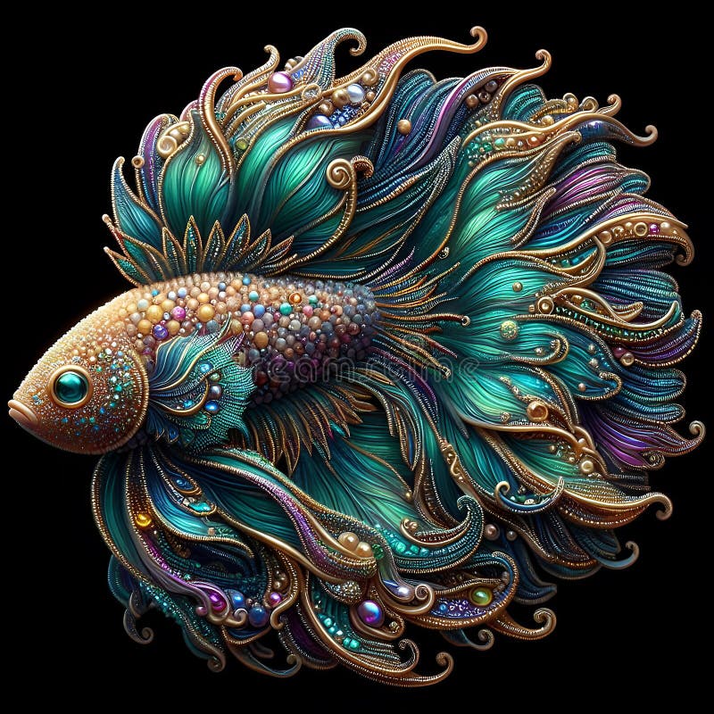 Intricately Designed Betta Fish with Flowing Fins Stock Photo - Image ...
