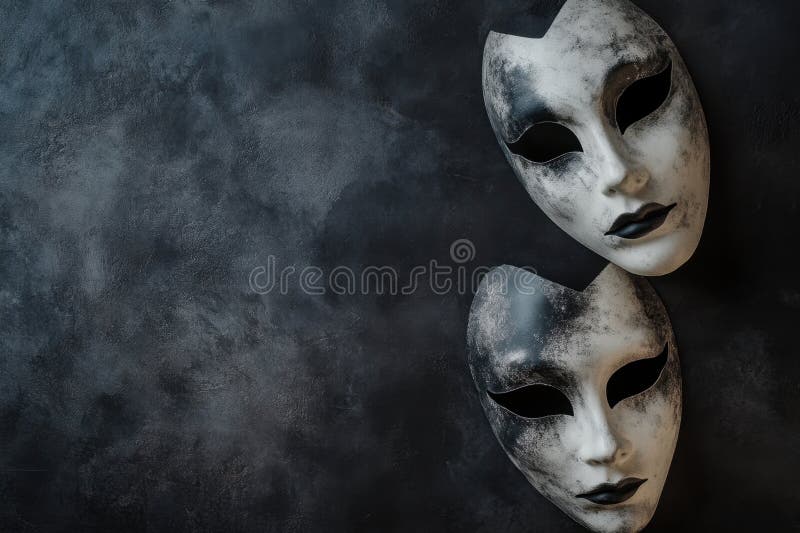 Intricately Designed Black and White Theatrical Masks Displayed Against ...