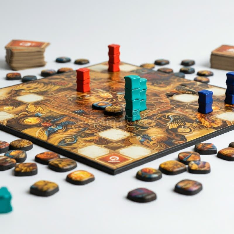 Intricately Designed Board Game with a Fantasy Theme. Features a Square ...