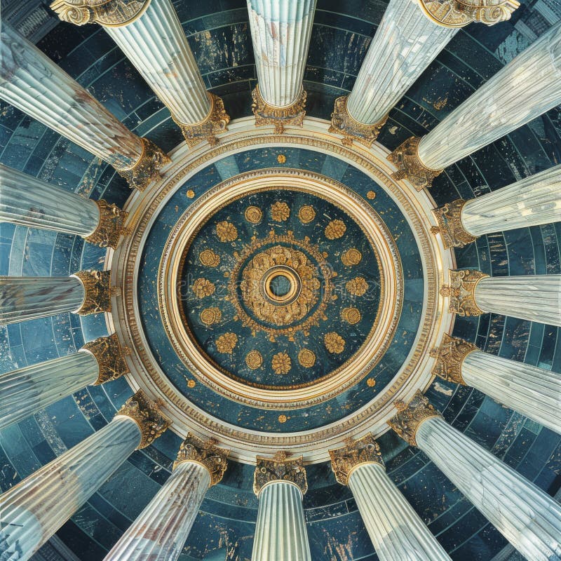 The Intricately Designed Ceiling of a Grand Building Features Elegant ...