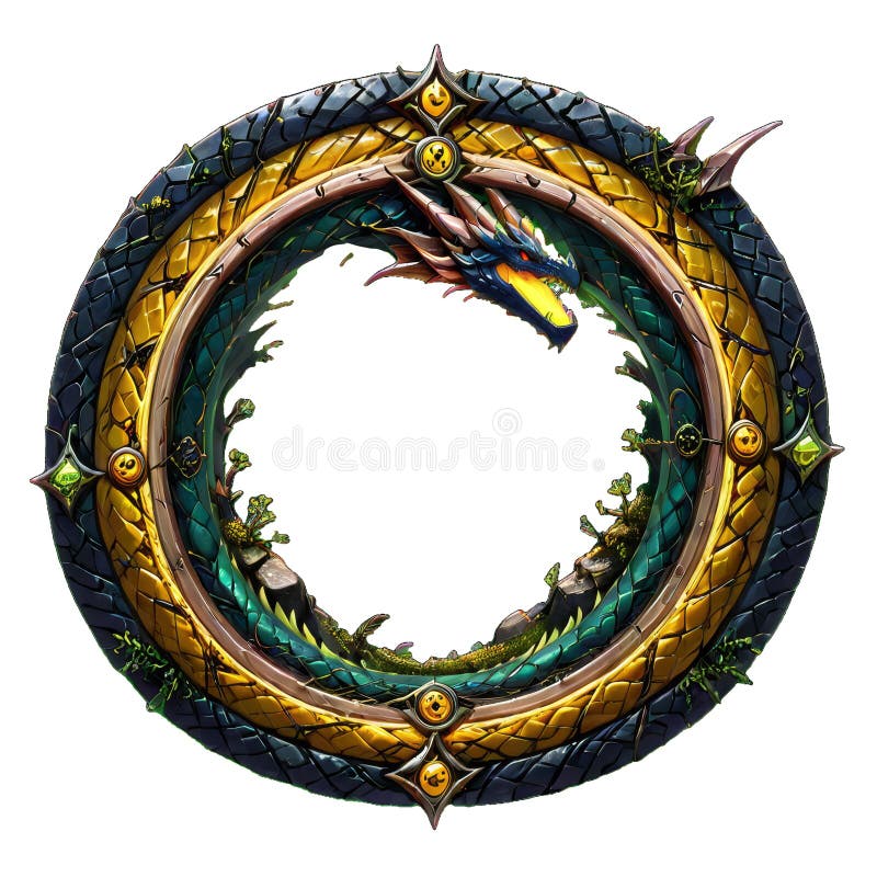 Intricately Designed Dragon-Themed Circular Frame Stock Image - Image ...