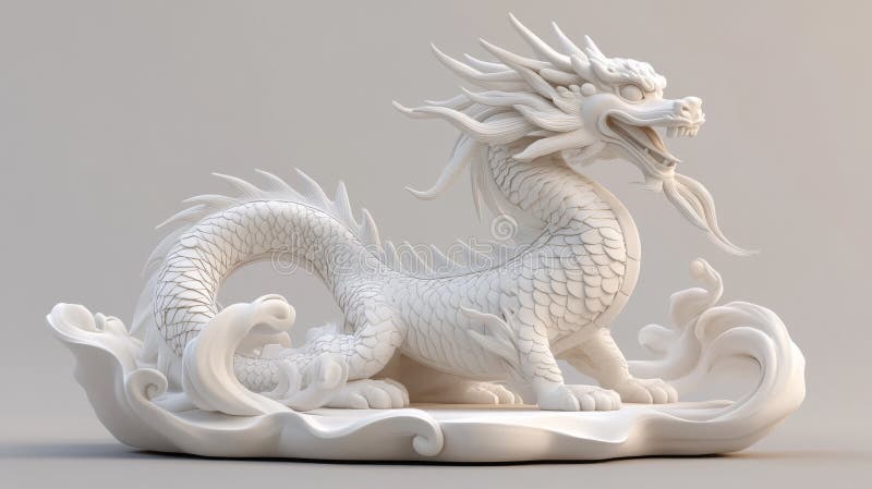 Intricately Designed Eastern Dragon Statue Featuring Scales and a ...