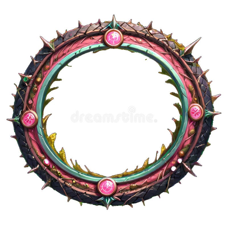 Intricately Designed Fantasy Token Ring with Thorns and Gemstones Stock ...