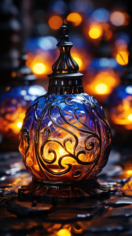 Intricately Designed Glass Perfume Bottle with a Captivating Glow. AI ...