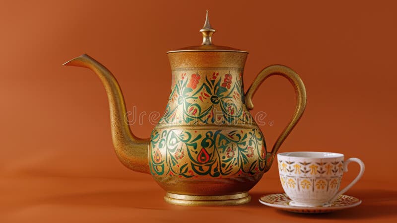 The Ornate Teapot and Cup.AI Generated Image Stock Photo - Image of ...