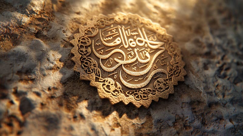 Artwork Showcasing Intricate Islamic Calligraphy on Textured Surface ...