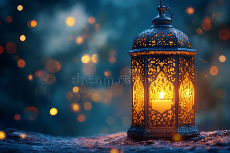 A Beautifully Crafted Lantern Glows Warmly in the Twilight, Casting a ...