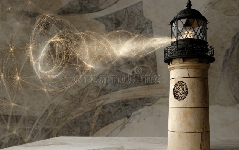 An Intricately Designed Lighthouse Stands on a Surface, Emitting ...