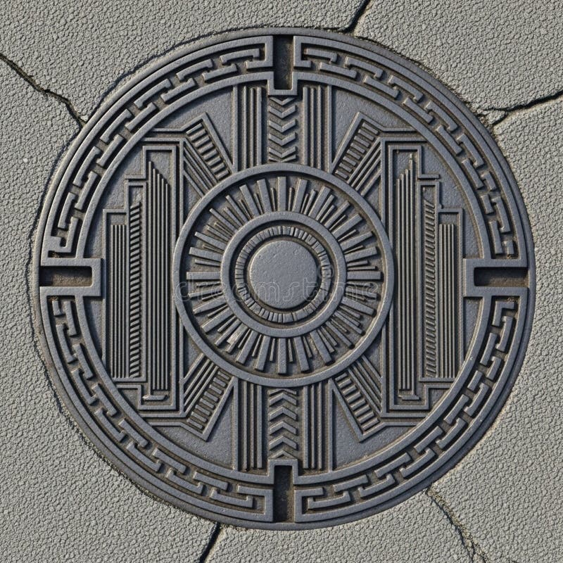 Designed Manhole Cover Stock Illustrations – 68 Designed Manhole Cover ...