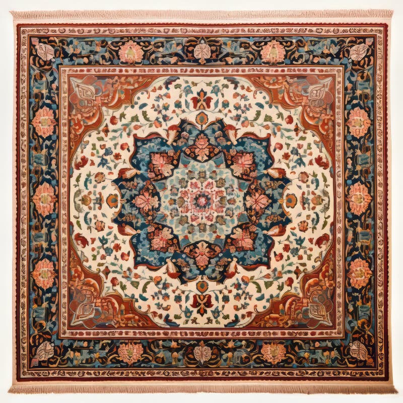 Intricately Designed Persian Carpet on White Background Stock ...