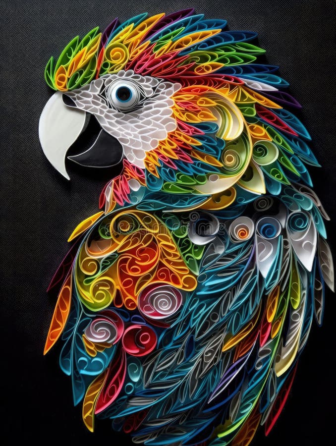 Intricately Designed Quilling Paper Macaw on Bright White Background ...