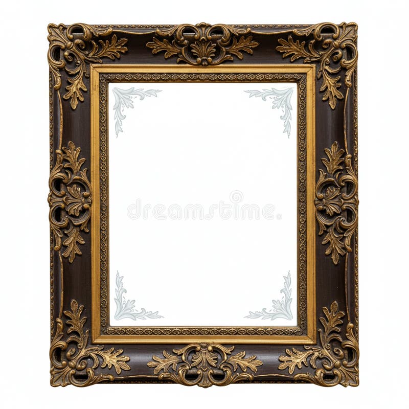 Intricately Designed Rectangular Frame Featuring Elaborate Baroque ...
